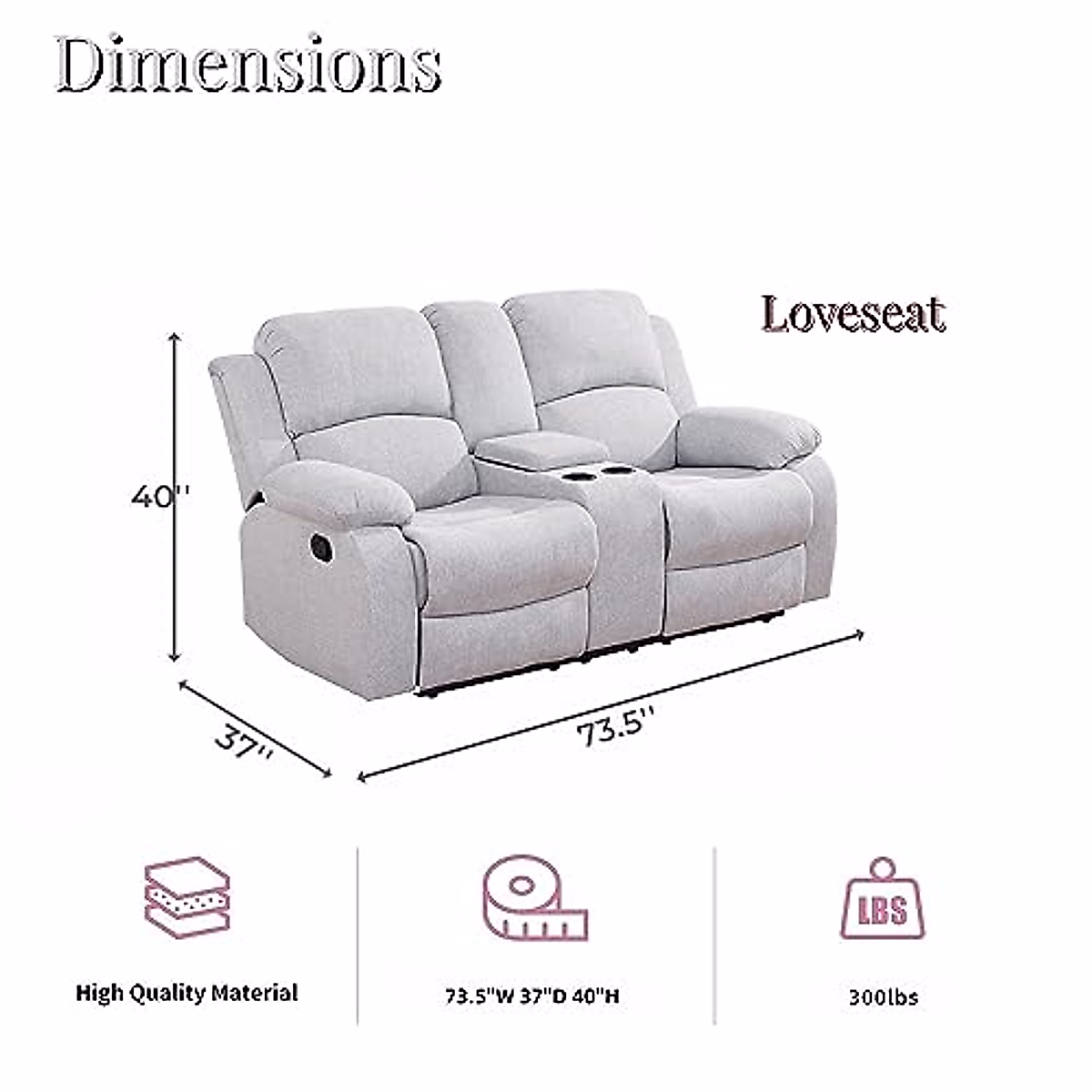 Caberryne Recliner Sofa Sets，Recliner Loveseat Sofa for Living Room Furniture Set，Microfiber Reclining Loveseat Couch，Wall Hugger Double Recliner for House/Office/Theater Seating(Loveseat Recliner)