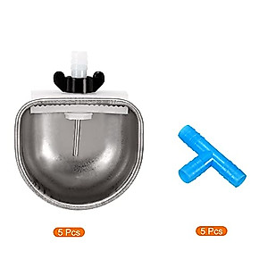 PATIKIL 87mm Width Rabbit Waterer Cups, Automatic Poultry Nipple Drinker Bowl Spilt for Small Animals Hamster Drinking, Silver