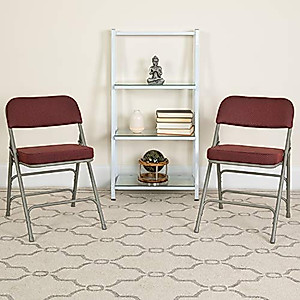 Flash Furniture HERCULES Series Premium Curved Triple Braced & Double Hinged Burgundy Fabric Metal Folding Chair