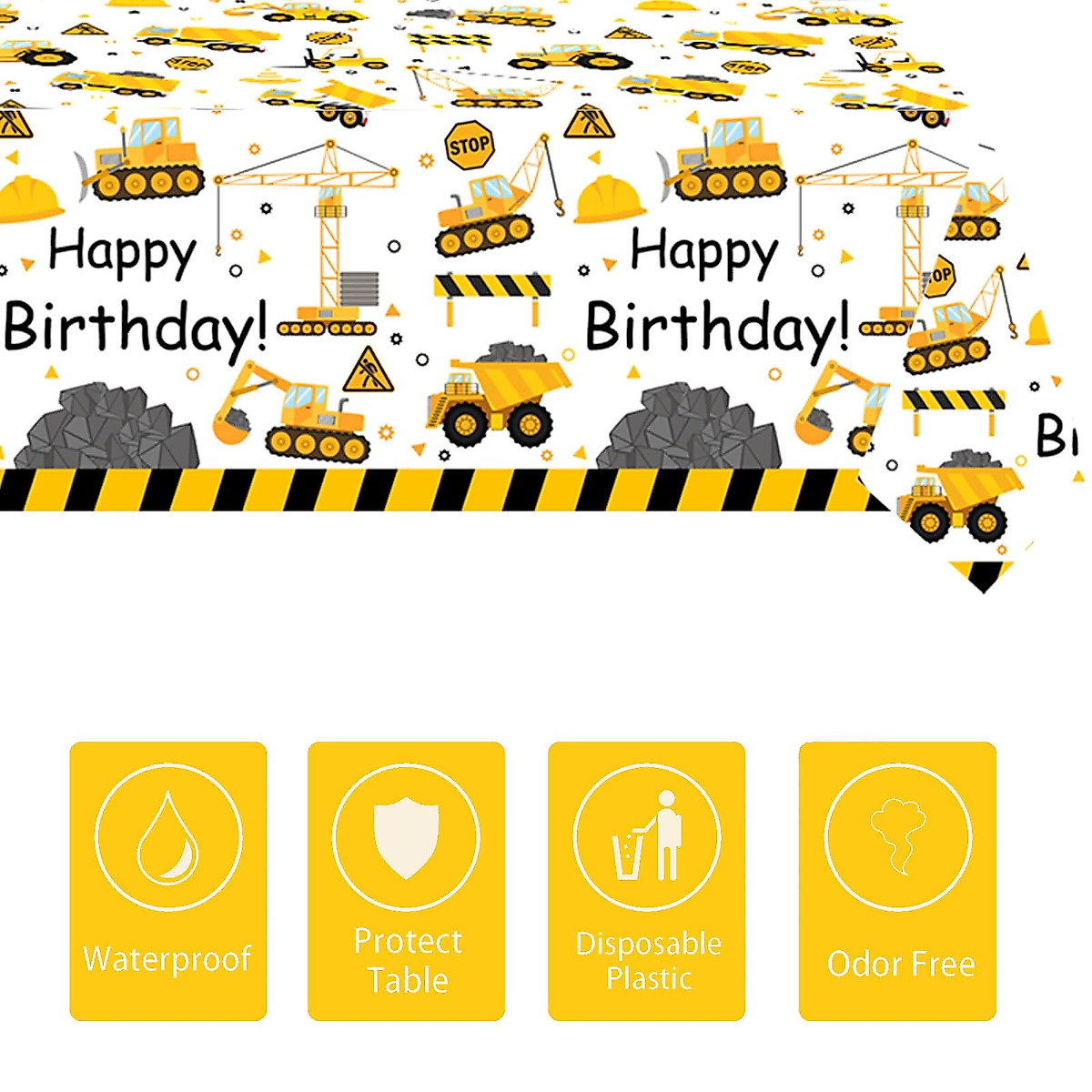 Letromp Construction Birthday Tablecloth Dump Truck Table Covers for Construction Theme Boys Baby Shower 1st 2nd 3rd 4th Bday Party Table Supplies Decorations