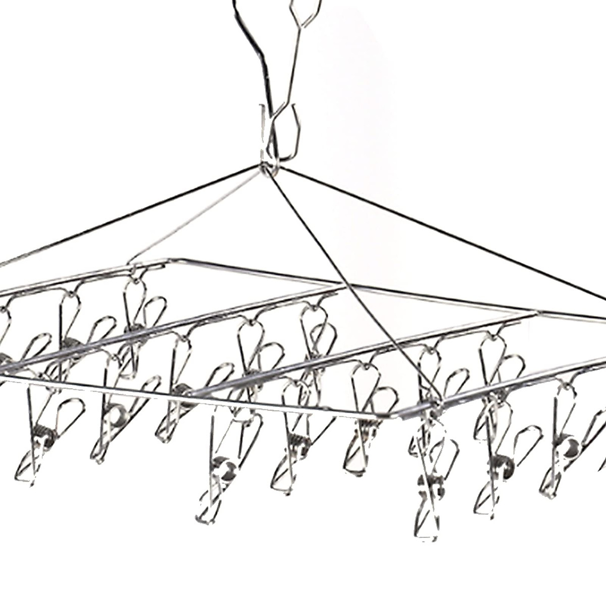 PerGar Clothes Drying Hanger, Multi Durable Sock Dryer Rack Windproof, Stainless Steel Clip Laundry Drip Hanging Rack for Underwear Socks Hat Bras(No Loop Square)