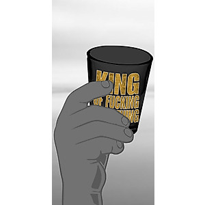 JUST FUNKY King of Fucking Everything Gold Foil-Printed Shot Glass Gift, 1.5oz Black