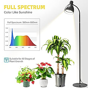Bstrip Grow Light with Stand, 5000K Full Spectrum Plant Light for Indoor Plants, 25W LED Grow Light for Plants, Floor Grow Lamp with On/Off Switch, 59" H Stand with Adjustable Angle Light Bulb