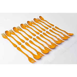 Knork Eco Plant Based 24 Pack Reusable Bamboo Flatware Set (Orange)