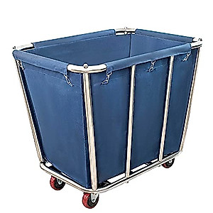 Commercial Laundry Cart,10 Bushel (350L) Large Industrial Rolling Laundry Cart Hamper with 4 Inch Wheels,Heavy Duty Laundry Baskets with Stainless Steel Frame, 260 LBS Weight Capacity