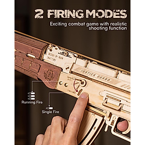 ROKR 3D Puzzles for Adults, Wooden 3D Puzzle Model AK47 Rubber Bands Gun Toys Building Kits, DIY Wood Crafts Cool Toy Hobbies for Men Women, Creative Assembly Gifts