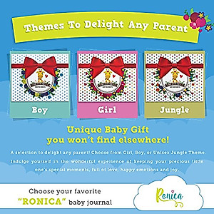 Ronica Baby Boy Gift Set with Baby Memory Book, Monthly Stickers: Modern Photo Journal and Keepsake Album for Boys, First 5 Years, Shower Gift Idea for Mom, Dad Or Grandparents