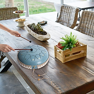 Lexington TGD-1213A 13 Notes 12 Inches Steel Tongue Tank Drum Set C Key, Tundra Blue