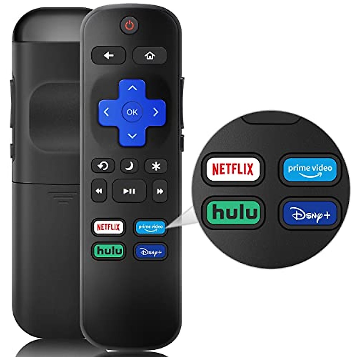 Gvirtue Remote Control for Roku TVs, Replacement for TCL/Hisense/Onn/Insignia/Sharp/westinghouse/Element/JVC Roku Smart TV, Universal TV Remote with Netflix/Disney+/Hulu/Prime Video