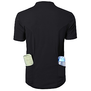 TAPULCO Mountain Bike Shirts for Men, Quick Dry Tech 1/4 Zip Pullover 2 Rear Pockets Moisture Wicking Breathable Sport Shirt Black Large