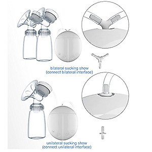 Electric Double Breast Pumps BPA-Free USB Dual Control Milk Suction and Breast Massager Baby Breastfeeding Comfortable Lightweight Postpartum Milk Pump with 150 ml Milk Storage Bottle 2 Modes 9 Speed