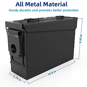 PATRON 30 Cal Ammo Can Metal 9mm Ammo Box storage crate case For Shotgun bullet Rifle Nerf Ammunition Waterproof case-gard organizer(Black)