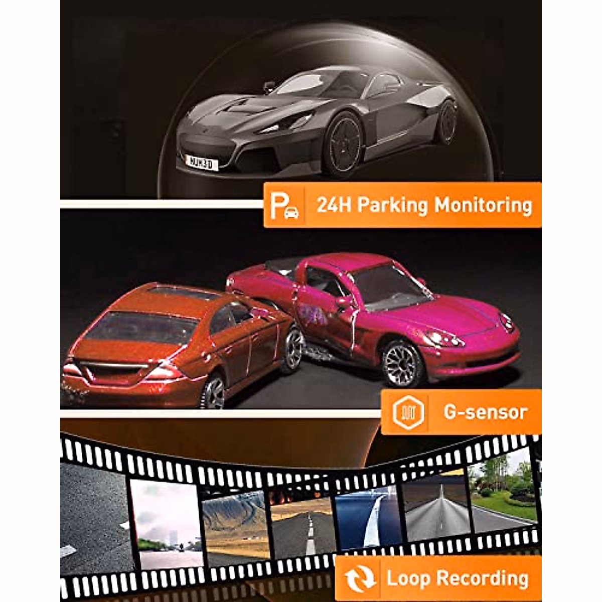 V6D Dash Cam Front and Rear,4K+1080P Dual Dash Camera for Cars,Built-in WiFi GPS Car Camera,3.18-inch Display Dashcam,170° Wide Angle Dashboard Camera Recorder, Night Vision, Parking Monitor