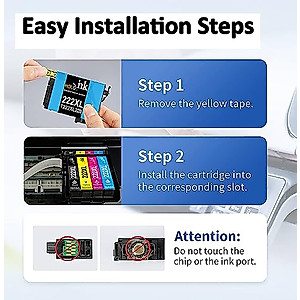 222XL Remanufactured Ink Cartridge Replacement for Epson 222 Ink Cartridges 222XL for Expression Home XP-5200 Workforce WF-2960 Printer (Black, Cyan, Magenta, Yellow, 4 Pack)