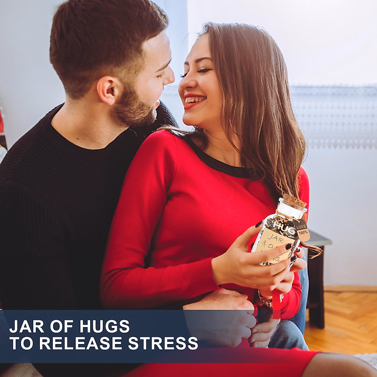 HUG in a Jar(7oz),Hug to Give Funny Gift Birthday Gift Christmas Gift；Hugs Gifts for Friend,Anniversaries Valentines Day. (HUG in a Jar)