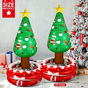 2 Pack Inflatable Christmas Tree Coolers Drink Beverage Inflatable Cooler Christmas Decorations Party Supplies for Home Office Holiday Winter Party Decorations, Multicolored, 50 x 25 Inches