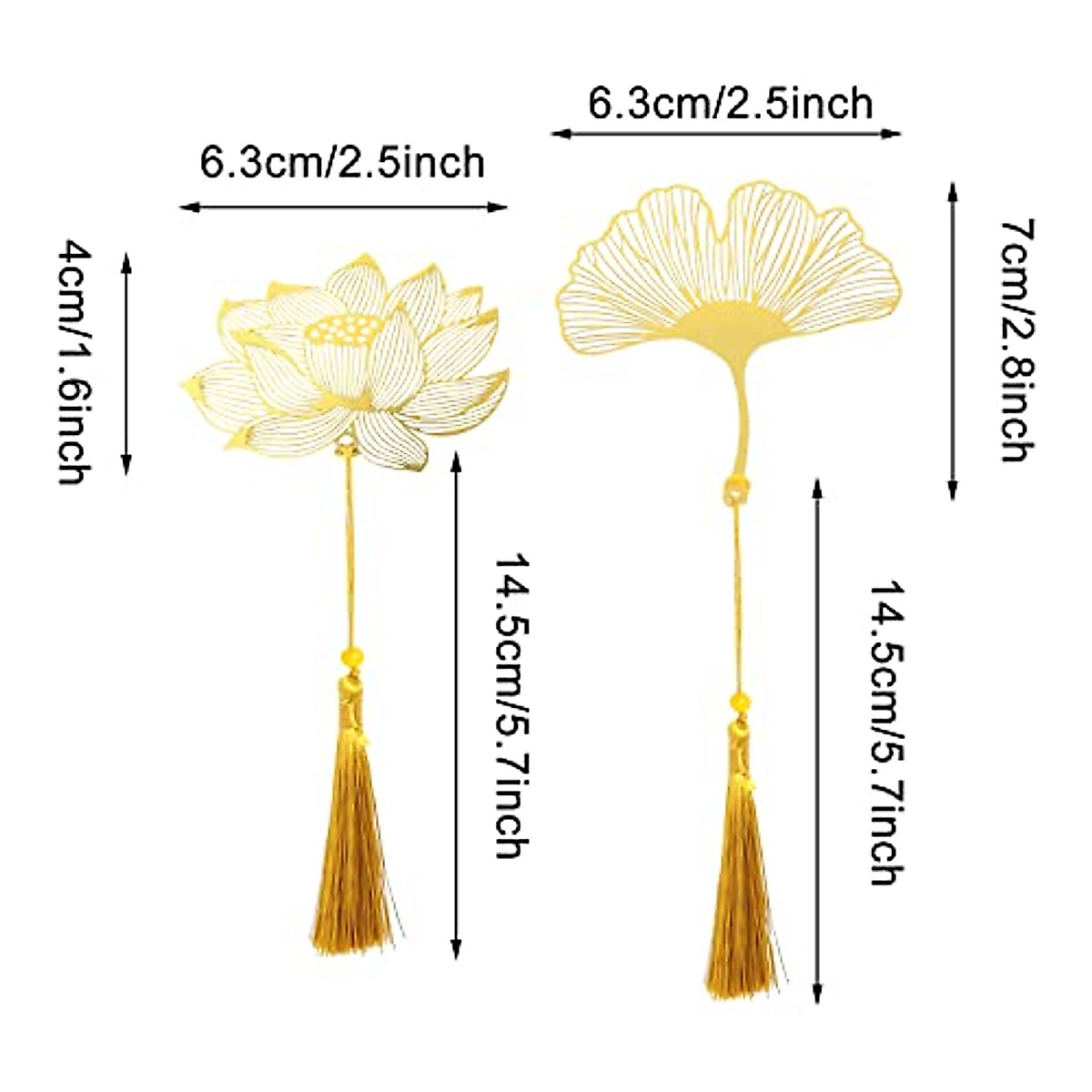 yueton 2PCS Hollow Leaf Bookmark Metal Bookmarks with Tassel Elegant Book Marker for Book Lovers - for Office, School, Home, Library and Bookstore Use