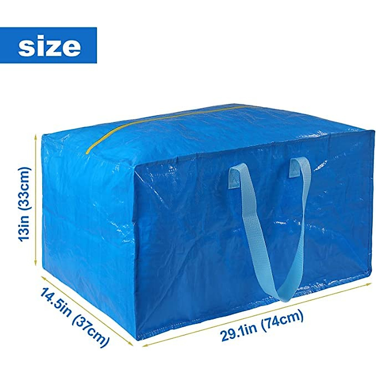 Extra Large Moving Bags with Zippers (Pack of 4) Big Storage Space - Best for Moving, Storage & Laundry - Blue Bags