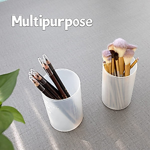 OCHEAL 2 Pack Transparent Plastic Makeup Brush Holders, Dual Use, Lightweight, Spacious