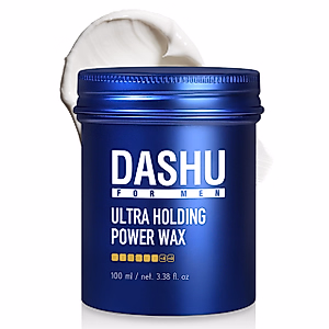 DASHU Ultra Holding Power Men Hair Wax Strong Hold | Long Lasting & Easy to Wash Edge Control Hair Styling Wax w/Collagen & Argan Oil 3.38 fl oz