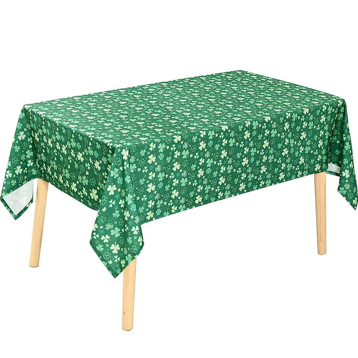DWCN 60 x 84 Inch St Patrick's Day & Spring Rectangle Tablecloth - Shamrock Patterned Waterproof Spillproof Stain Resistant Washable Table Cloth for Dining Room Kitchen Party, Green Clover