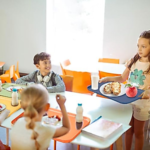 NDSWKR 8 Pieces Fast Food Serving Tray, 15 x 10 x 0.8 Inch Rectangular Cafeteria Tray, Plastic Restaurant Trays for Lunch Dinner Restaurant Kitchen Picnic Party