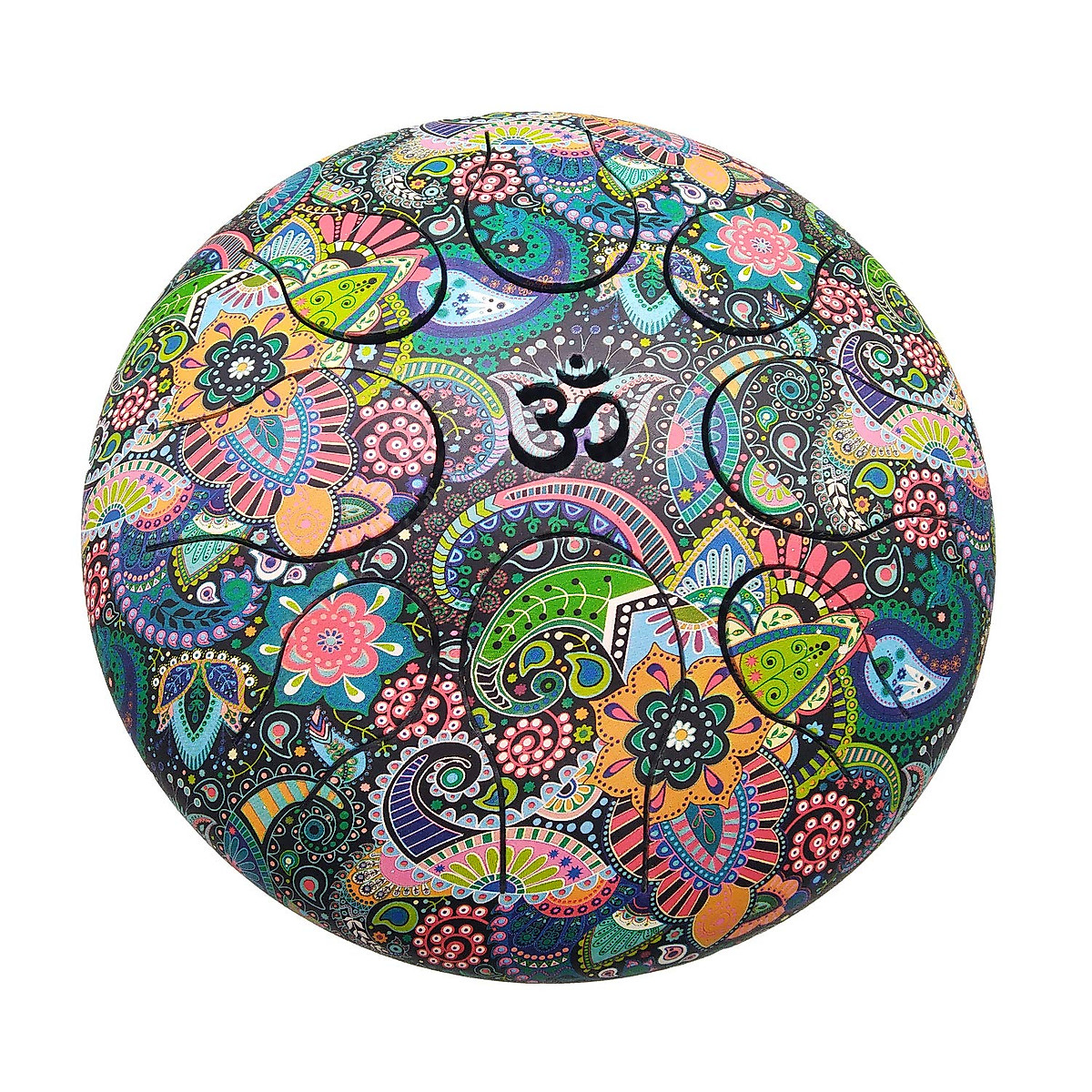 India Meets India Steel Tongue Drum [OM Design], 10 INCHES Drum w/ 8 Notes, Steel Percussion Drum with 2 Mallets & Carry Bag, Steel Drum for Meditation & Yoga - Multicolor
