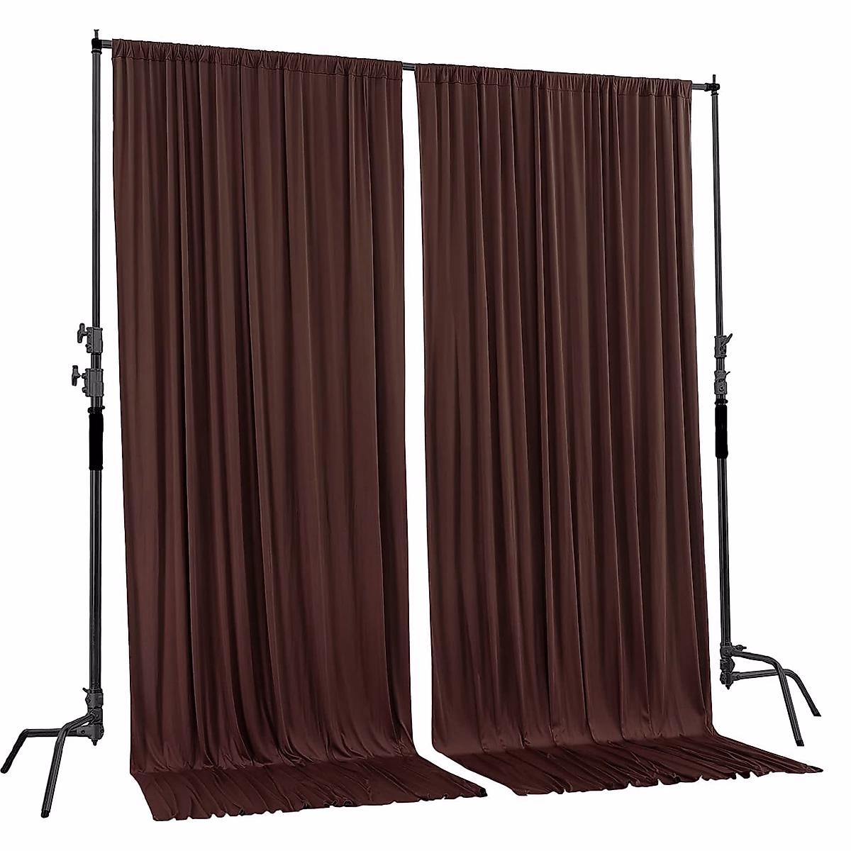 AK TRADING CO. 10 feet x 8 feet IFR Polyester Backdrop Drapes Curtains Panels with Rod Pockets - Wedding Ceremony Party Home Window Decorations - Brown