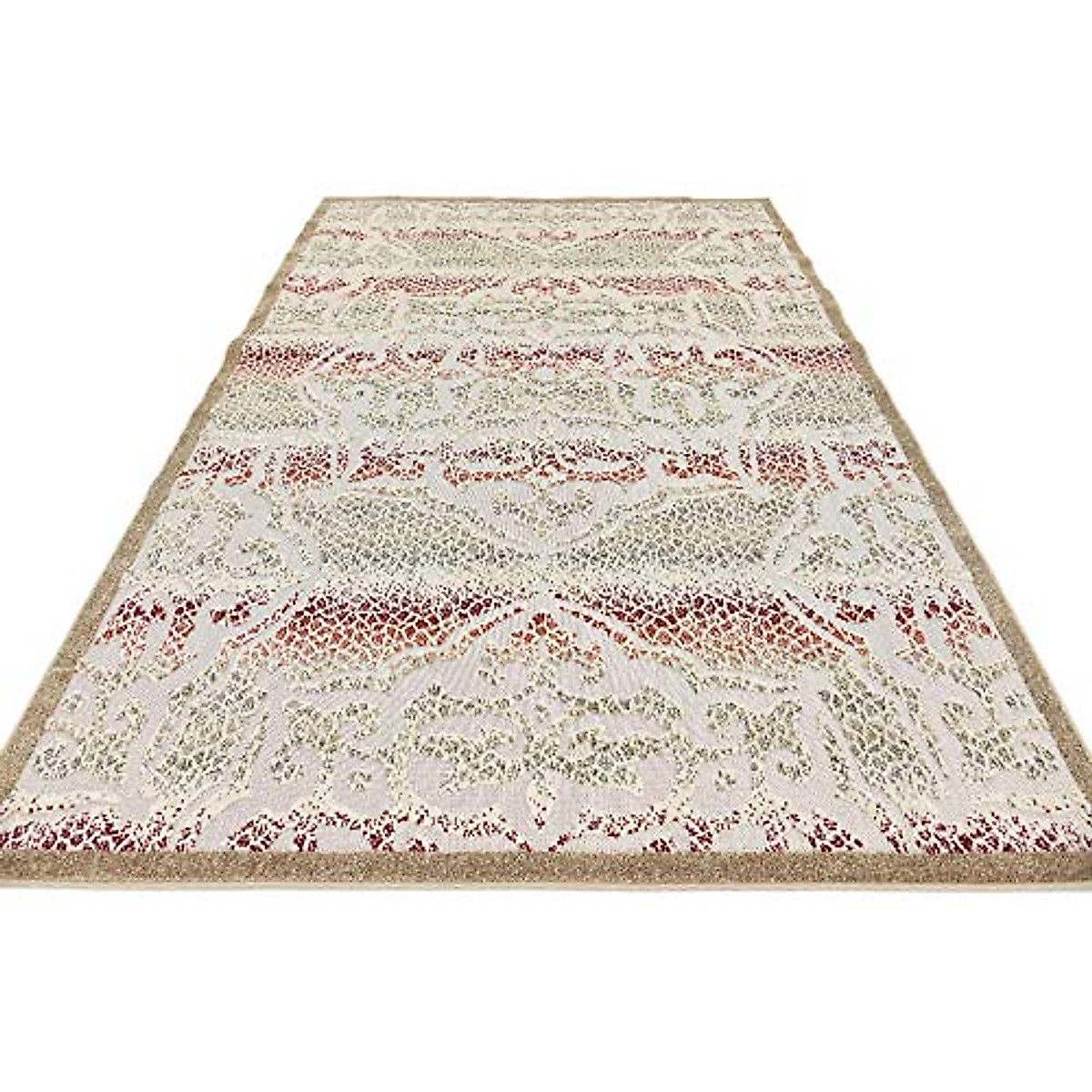 Unique Loom Modern Collection Distressed, High-Low Pile, Abstract, Vintage, Indoor and Outdoor Area Rug, 6 ft x 9 ft, Beige/Light Brown