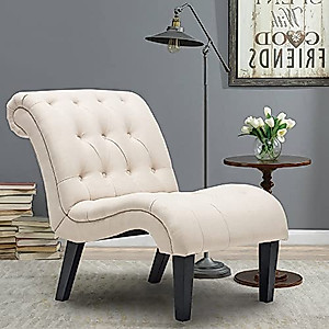 Haobo Home Armless Accent Chair Button Tufted Slipper Chair Side Chair for Dining Room Living Room Bedroom Funiture