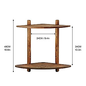 OUEEGER Floating Corner Shelf, Wood Corner Shelves Floating Wall Mounted, Small Book Corner Shelves for Living Room, Bedroom, Kitchen