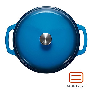 Amazon Basics Enameled Cast Iron Covered Dutch Oven, 6-Quart, Blue