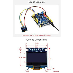 waveshare 0.96inch OLED Display Module, 128×64 Resolution, SPI / I2C Communication, White Version