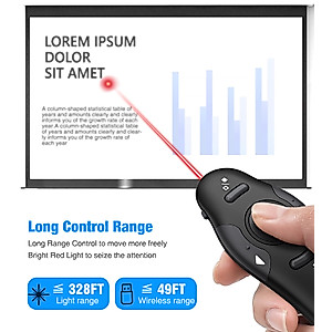 DINOSTRIKE Presentation Clicker with Red Laser Pointer, RF 2.4GHz USB Wireless Presenter Remote Slide Clicker for Powerpoint Presentations for Computer Laptop Office Classroom