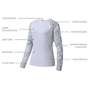 BASSDASH Women’s UPF 50+ UV Sun Protection T-Shirt Long Sleeve Fishing Hiking Performance Shirts
