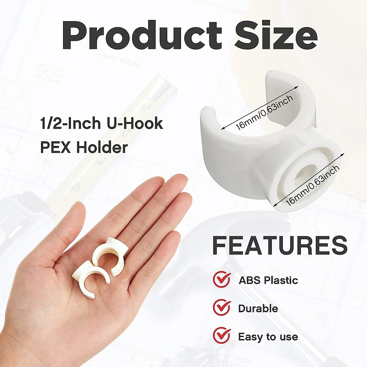 1/2 Inch PEX Clips Pipe Hangers Clamps PEX Holder Pipe Support Plastic 16 mm PEX Tubing Clamps PEX Hangers Water Pipe Support Clamp Clips Socket (20 Packs)