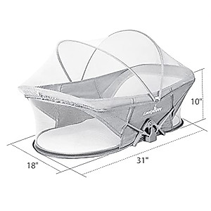 Coopzero Travel Bassinet-Folding Portable Bassinet,in Bed Bassinet for Baby,Portable Bassinet with Mosquito Net,Easy to Fold and Lightweight,Washable,Grey