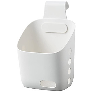 Plastic Hanging Basket Kitchen Storage Basket, Basket with Detachable hook, Hang it behind a door or on a railing, Over the Cabinet Door,White 2 Pack