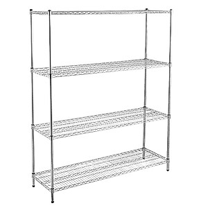 4-Tier Steel Wire Deck Industrial Storage Rack,Heavy Duty Adjustable Wire Shelving for Custom Workshop/Garage Storage Solutions, Total Capacity: 272kg