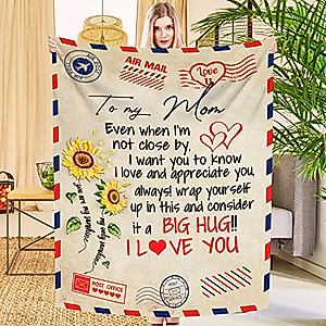 Birthday Gifts for Mom Throw Blankets to My Mom Blanket from Daughter Son Sunflower Flannel Throws Ultra Soft for Couch Bed 60x80 Inches