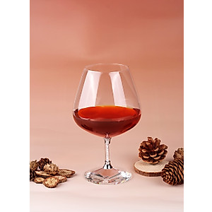 The Wine Savant Brandy & Cognac Snifters Whiskey Glasses Set of 2 - Crystal Diamond Design - For Drinking Whiskey, Liquor, Bourbon, Perfect For Any Bar or Party 12oz Diamond Glasses