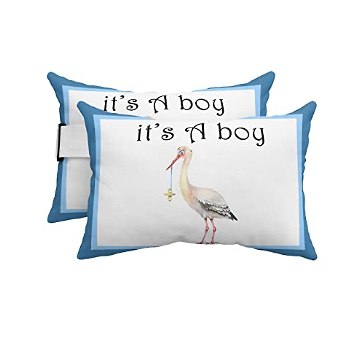 Recliner Head Pillow Ledge Loungers Chair Pillows with Insert White Stork Blue Frame Lumbar Pillow with Adjustable Strap Outdoor Waterproof Patio Pillows for Couch Beach Pool Office Chair, 2 PCS