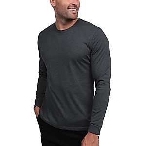 INTO THE AM Premium Long Sleeve Shirts for Men Casual Work Sun Protection Plain T-Shirts for Gym Construction (Charcoal, Small)