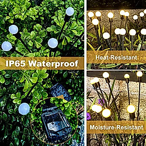 XIILSIE Solar Garden Lights, 6 LED Solar Firefly Starburst Swaying Lights Sway by Wind, 2 Modes Solar Landscape Path Lights Outdoor Waterproof Garden Yard Pathway Decoration Lights Warm White (2 Pack