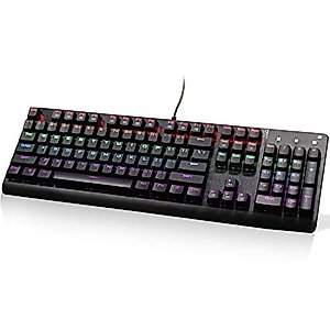 E-YOOSO Mechanical Keyboard K600 Blue Switches 104 Keys Gaming Keyboard 9 Modes LED Backlit Rainbow USB Wired Keyboard for Desktop Computer Laptop Windows PC