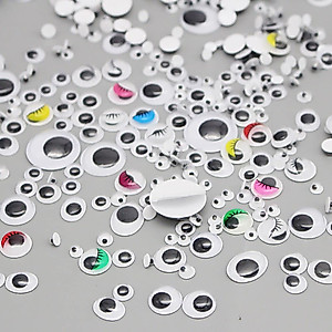Self Adhesive Googly Wiggle Eyes, Multi Colors and Sizes Craft Sticker Eyes DIY Scrapbooking Crafts Projects Dolls Accessories(Black Mixed 100PCS)