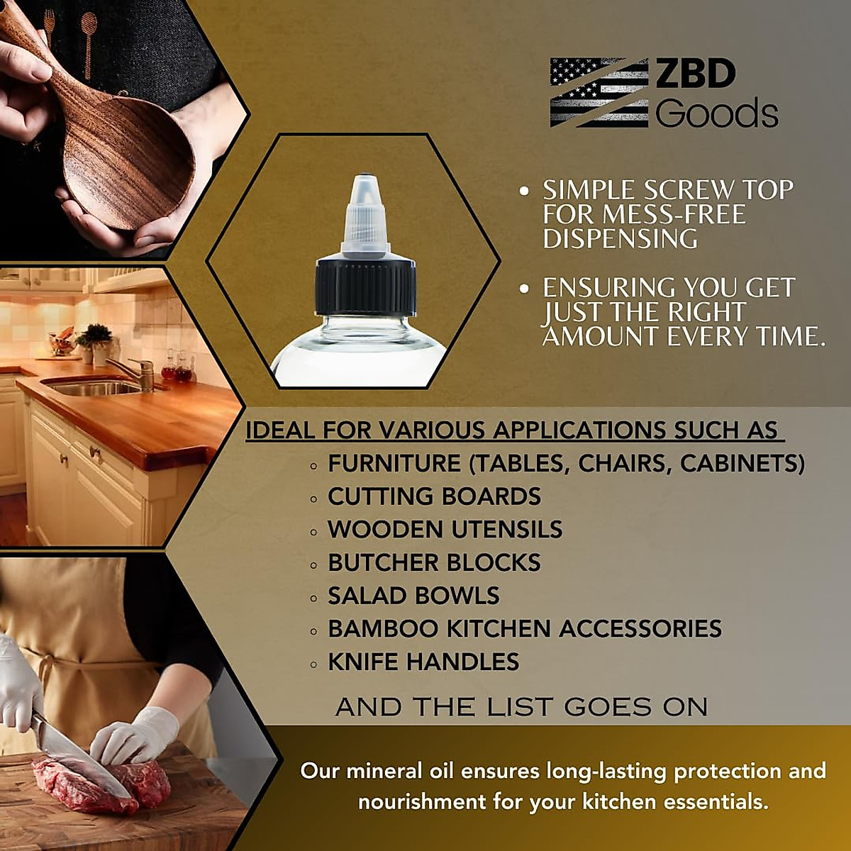 Z's Wood Nectar 16oz Odorless Food-Grade Mineral Oil - Premium Care for Cutting Boards, Butcher Blocks, Countertops, Bamboo, Kitchen Utensils & More