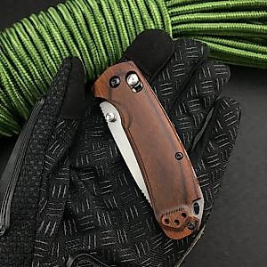 Manual Open North Fork 15031-2 Knife, Axis Lock Knife with 2.8 Inch D2 Steel Blade, Wood Handle, EDC Folding Pocket Knife with Thumb Stud, Belt Clip