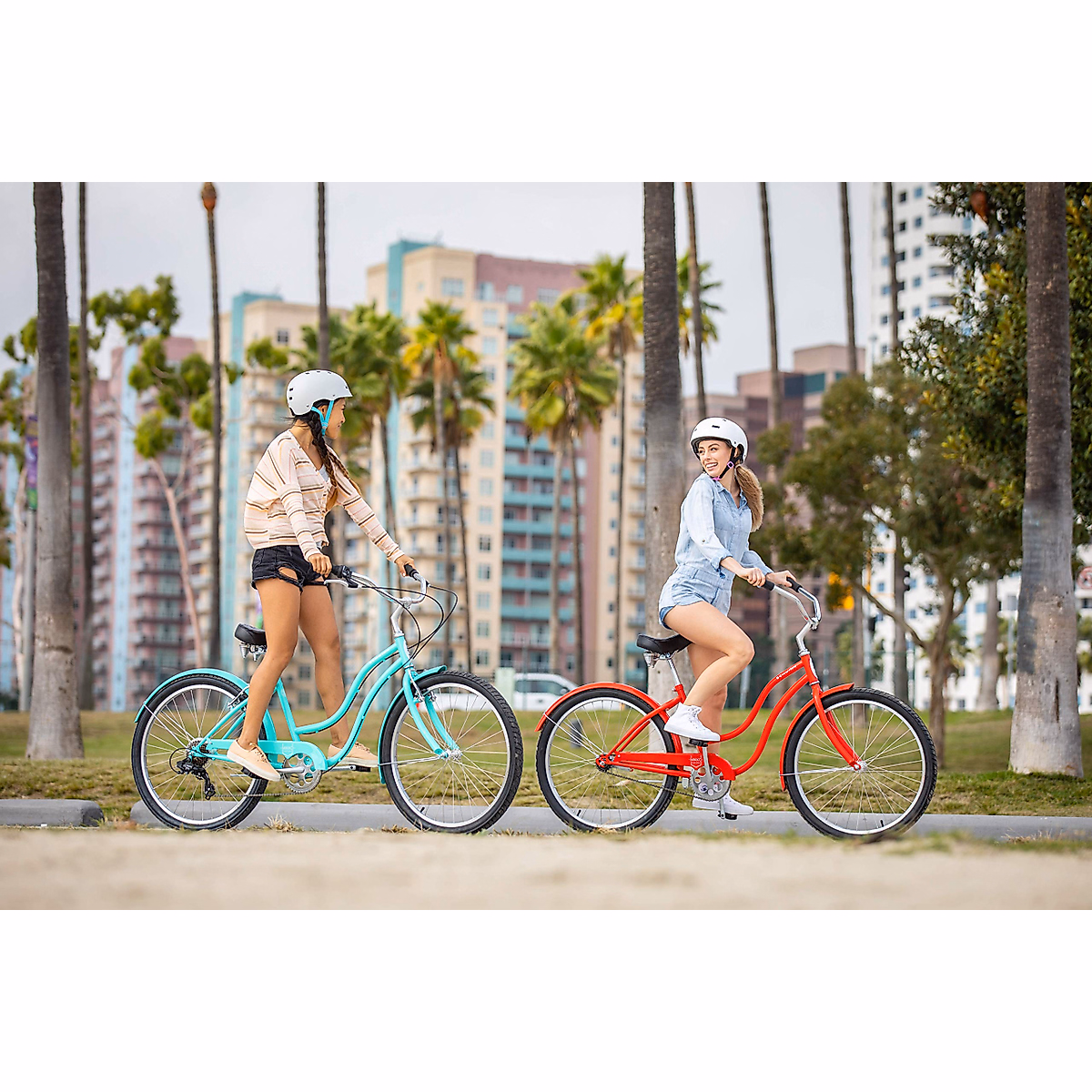 Schwinn Mikko Adult Beach Cruiser Bike, Featuring 17-Inch/Medium Steel Step-Over Frames, 3-Speed Drivetrains, Red