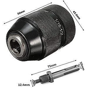 Heavy Duty Professional 2-13mm 1/2-inch SDS-Plus Keyless Adapter with Drill Chuck